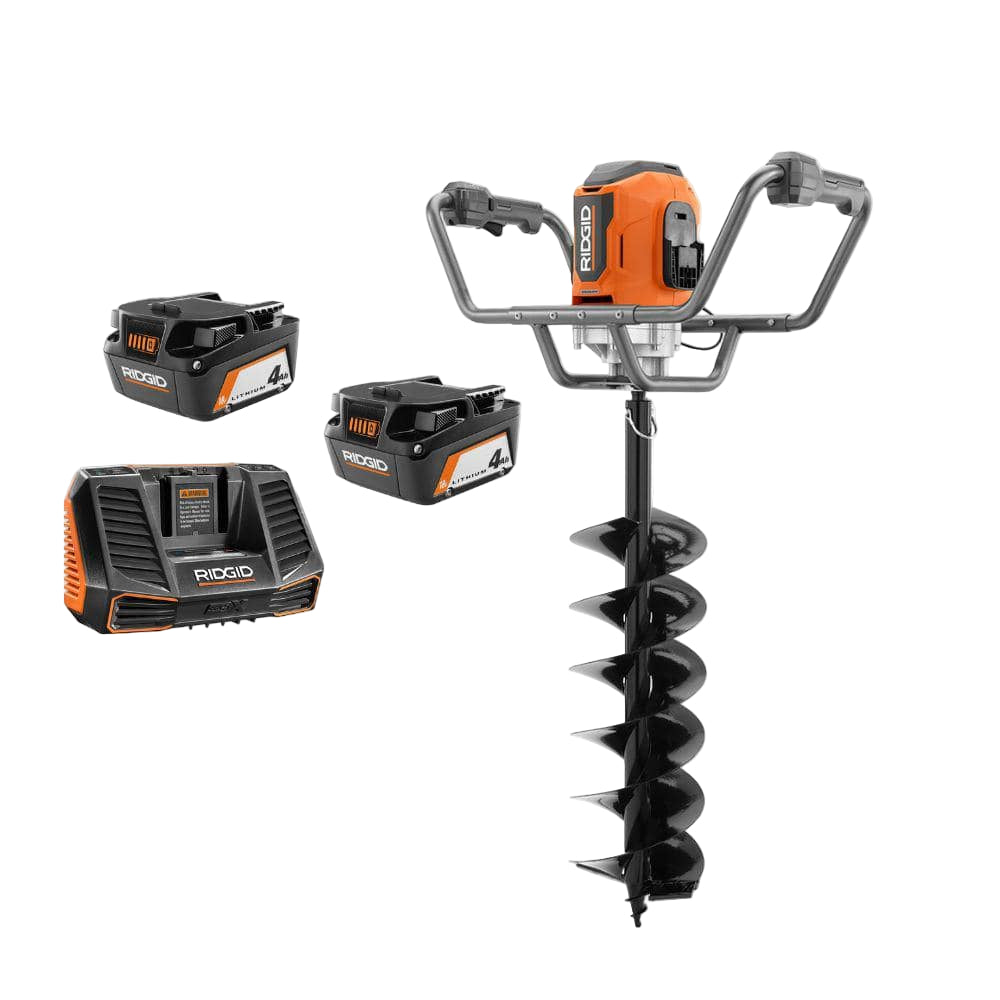 18-Volt Brushless Earth Auger with 8 in. Bit and (2) 4.0 Ah Batteries ...