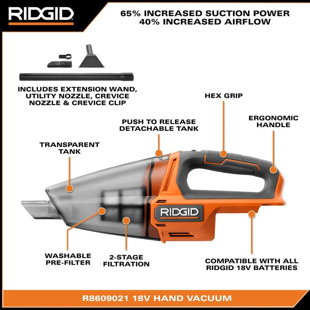 18V Cordless Hand Held Vacuum (Tool Only) – RIDGID