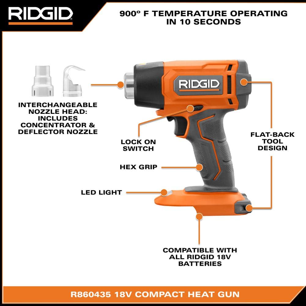 18V Cordless Compact Heat Gun (Tool Only) – RIDGID