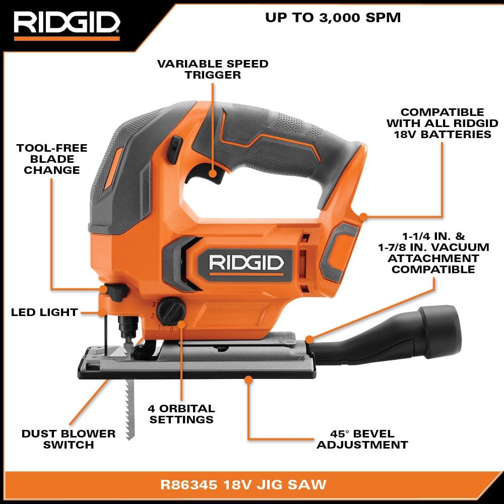 18V Cordless Jig Saw (Tool Only) – RIDGID