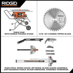 15 Amp 10 in. Portable Corded Pro Jobsite Table Saw with Stand – RIDGID
