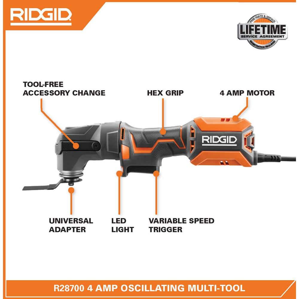 4 Amp Corded Oscillating Multi-Tool – RIDGID
