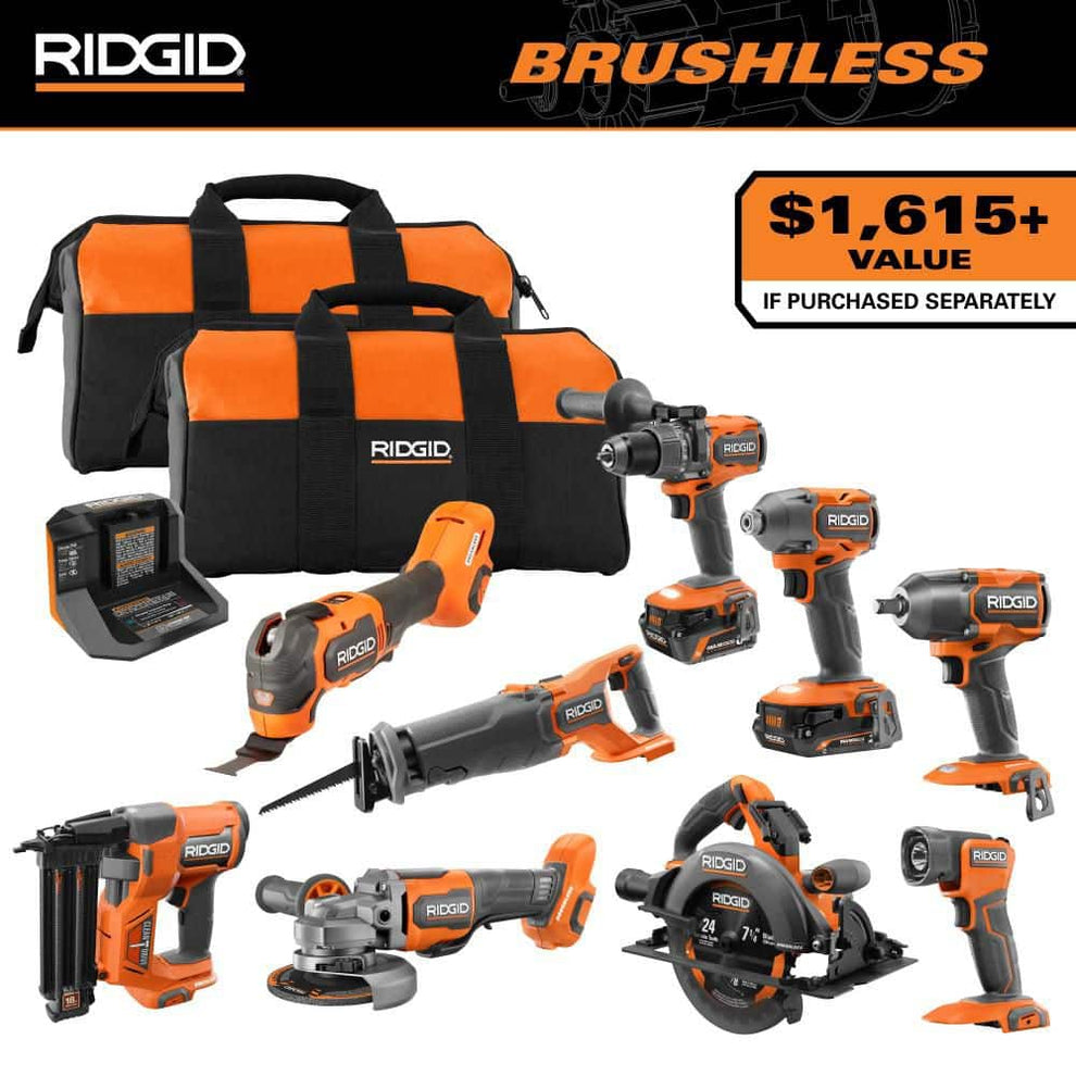 18V Brushless 9-Tool Combo Kit with 6.0 Ah and 2.0 Ah MAX Output Batte ...