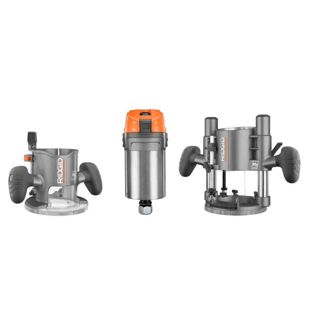 11 Amp 2 HP 1/2 in. Heavy-Duty Fixed and Plunge Base Corded Router – RIDGID