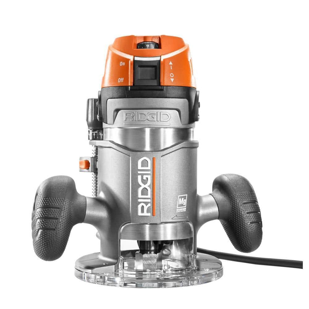 11 Amp 2 HP 1/2 in. Heavy-Duty Fixed and Plunge Base Corded Router – RIDGID
